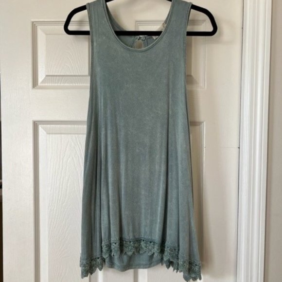 Altar'd State | Tops | Altard State Soft Teal Tank Top W Lace Detail ...